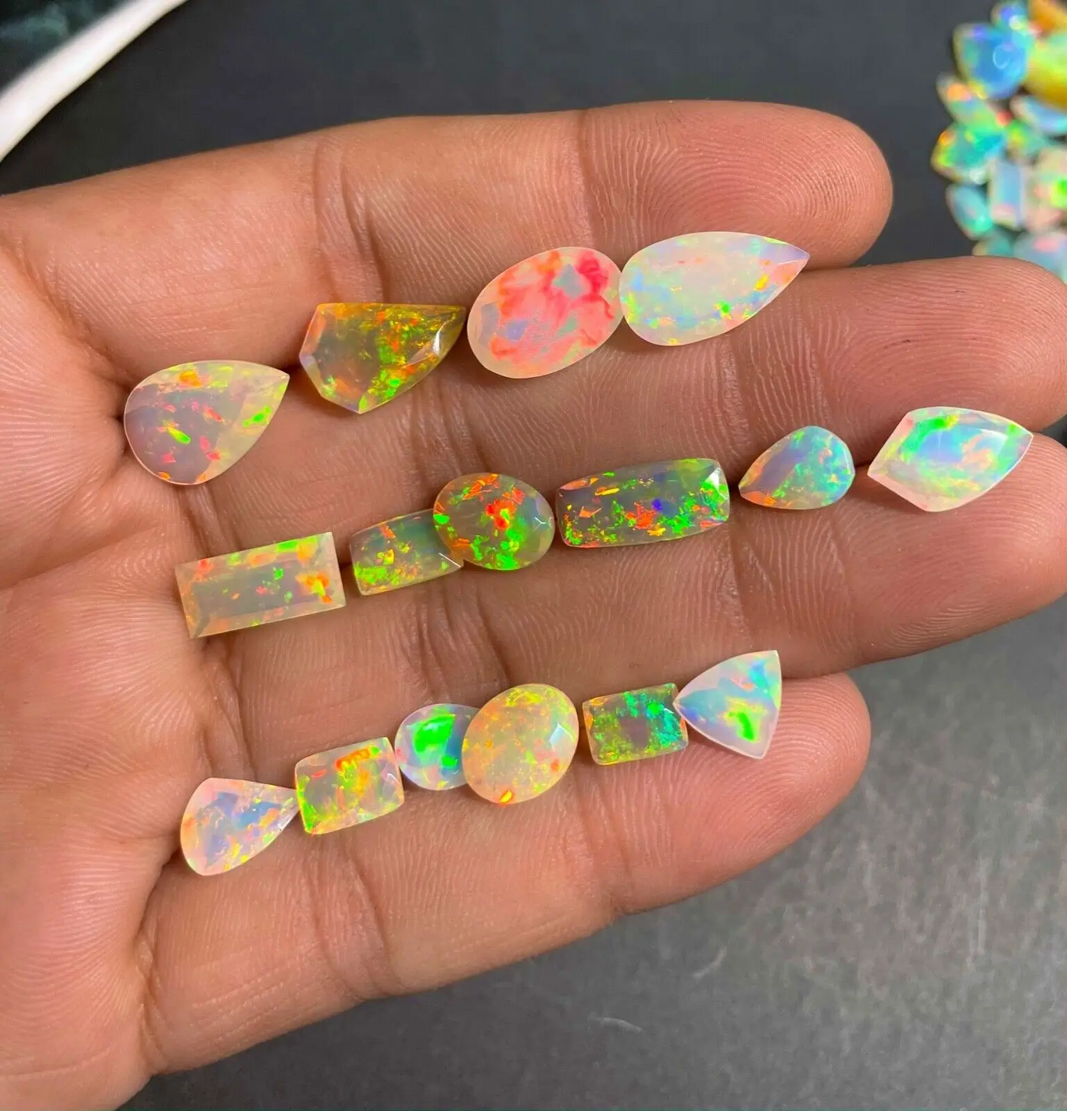Natural Faceted Ethopian Opal Lot Top Quality Play Of Color Wholesale ...