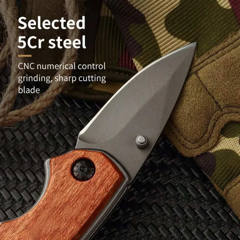 Wholesale Folding Wooden Handle Pocket Knife Outdoor Multi-function ...