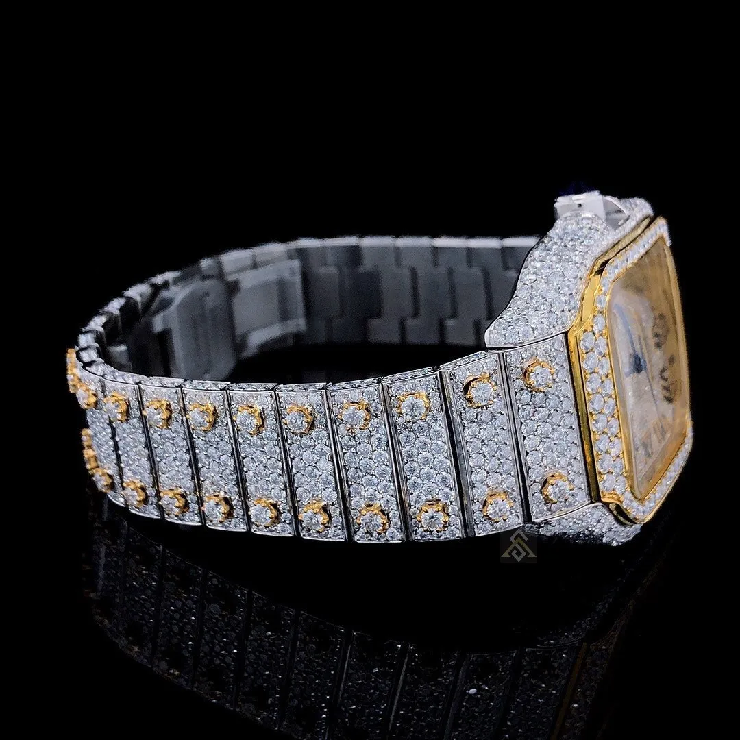 Custom Square Moissanite Diamond Watch Stainless Steel New Coming ...