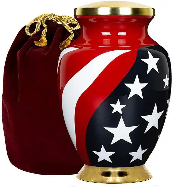 American Flag Cremation Urn For Human Ashes With Velvet Bag2022 New ...