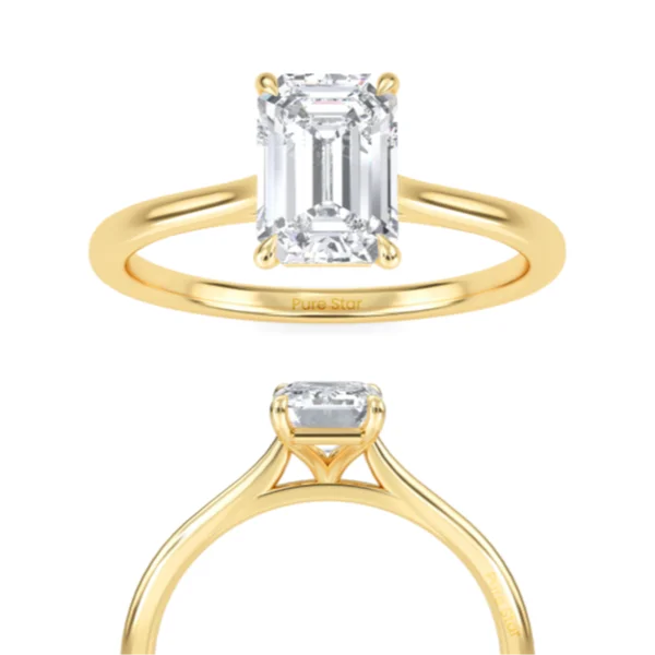 Arya 14k Solid Gold Lab Grown Diamond And Emerald Cut Engagement Ring 4 ...