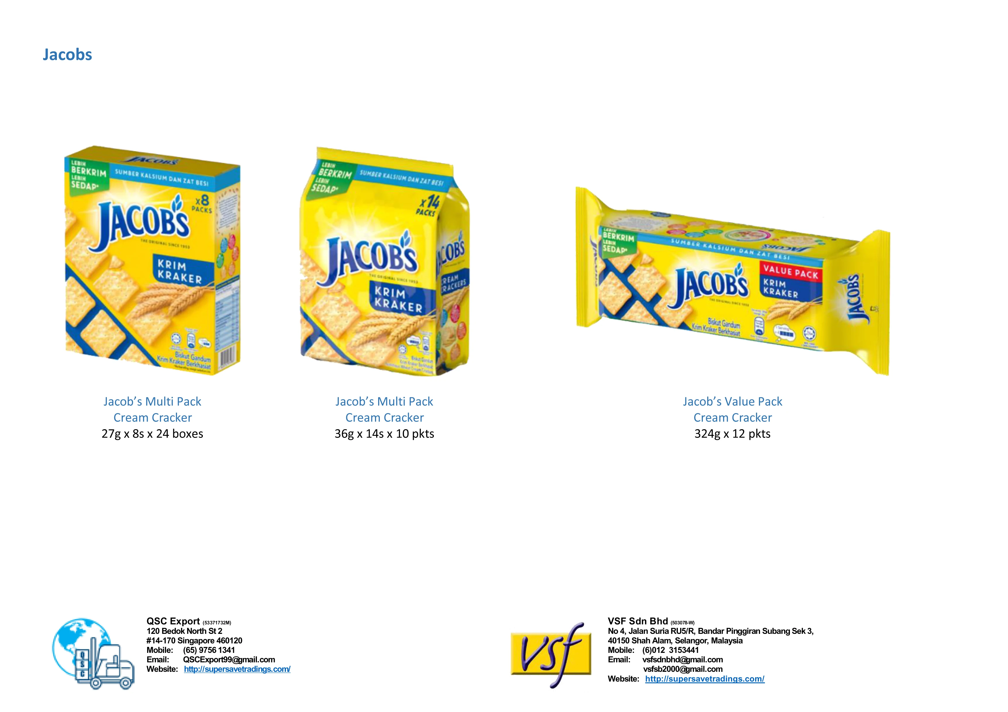 Jacob's Baked Crips Sour Cream Crackers - Nutritious 45g x 6 x 4 Pack ...