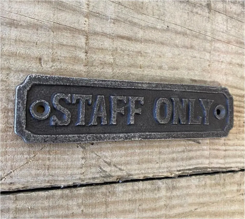 Modern cast Iron Staff Only door wall plaque sign outdoor home wall ...