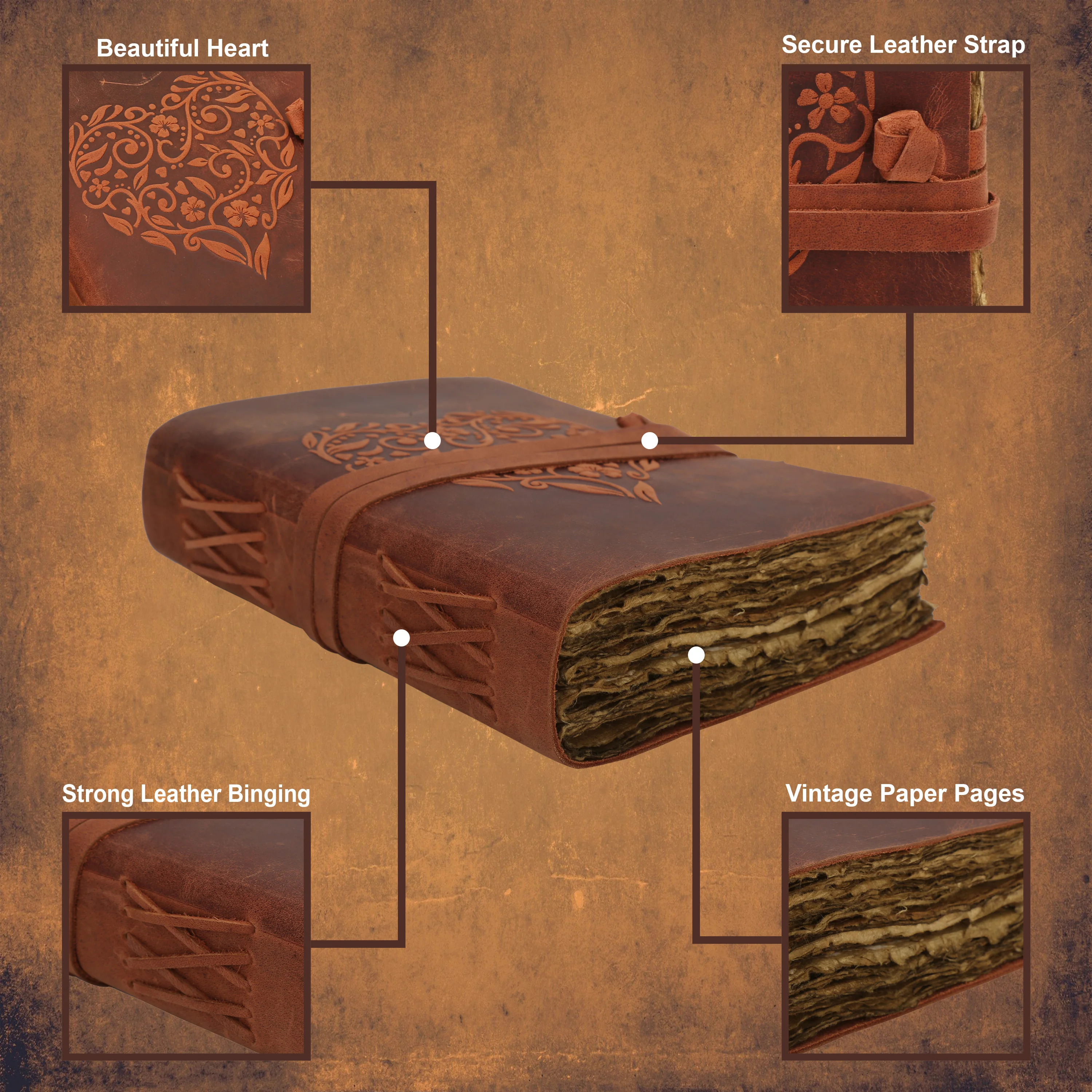 Tree Of Life Embossed Leather Journal Leather Vintage Journal Retro ...