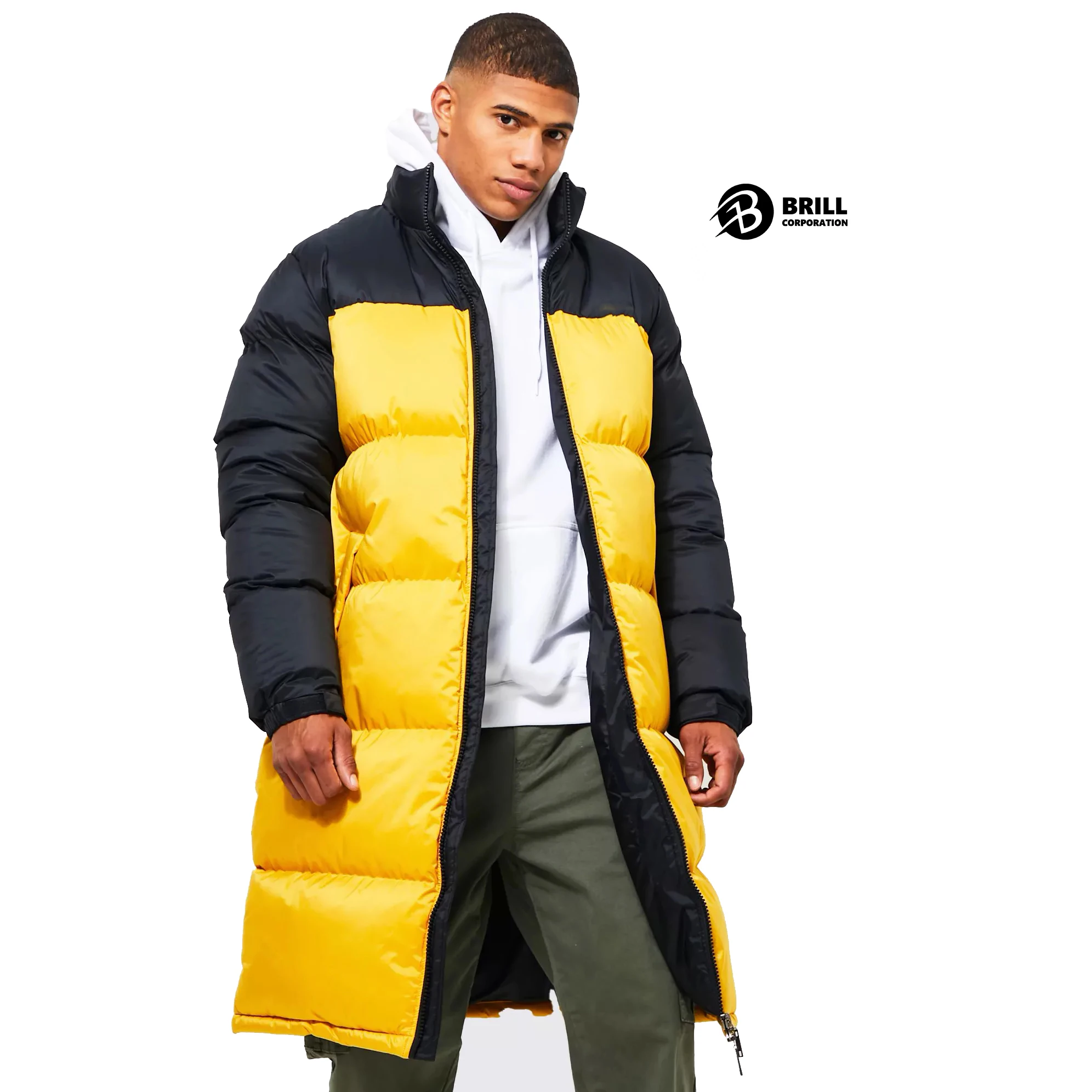 Full Zipper Hooded Jacket Long Puffer Jacket Men \warm Up Windproof ...