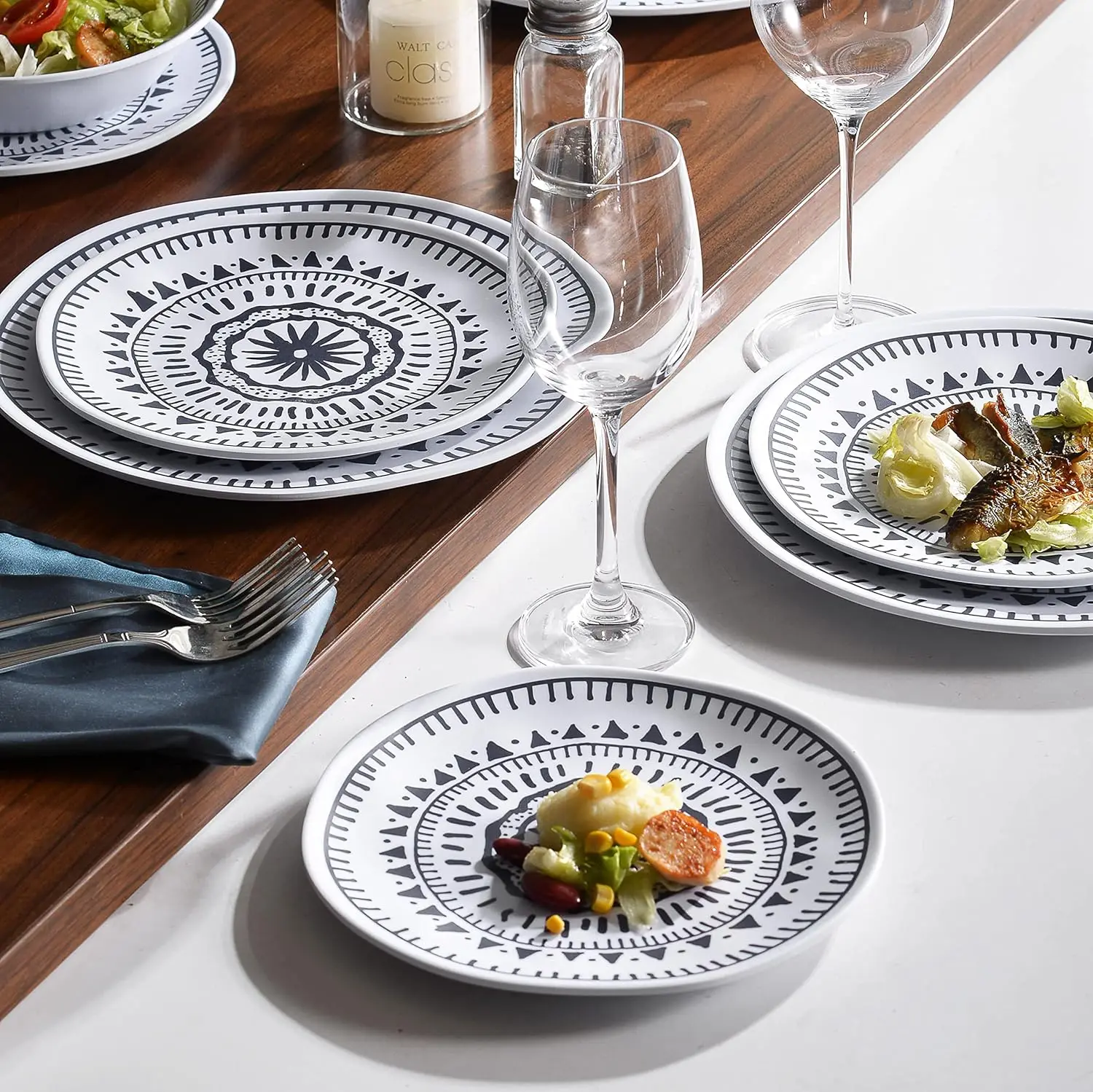 11inch Wood Grain Pattern Melamine Dinnerware Sets Home Outdoor Wedding ...