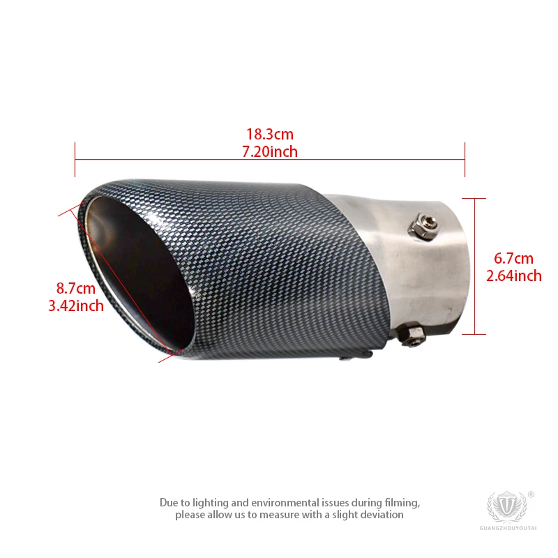 Stainless Steel Carbon Fiber Car Exhaust End Pipe Tip 67mm Inlet 87mm ...