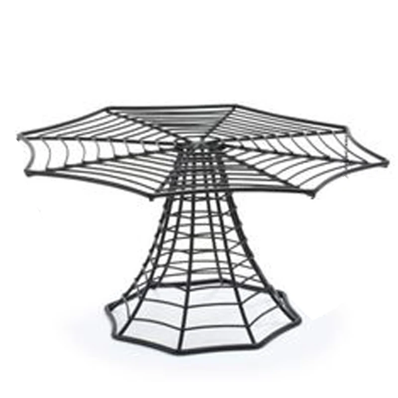 Spider Web Cake Stand - Modern Metal Decor for Halloween
