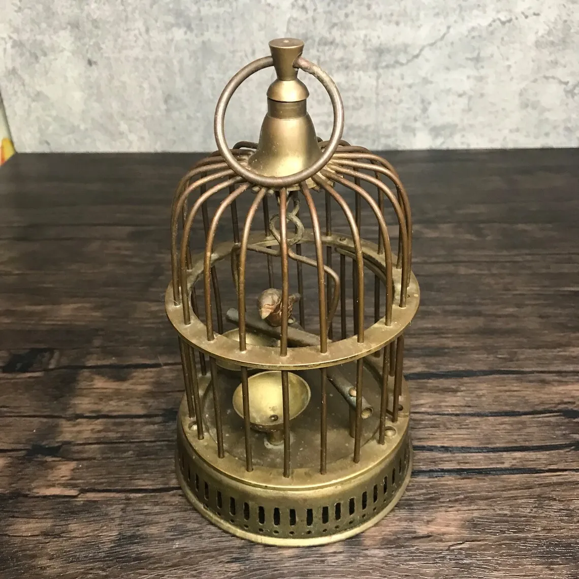 Solid Brass Bird Cage Bird Cage With Swinging On Perch And Moveable Doo ...