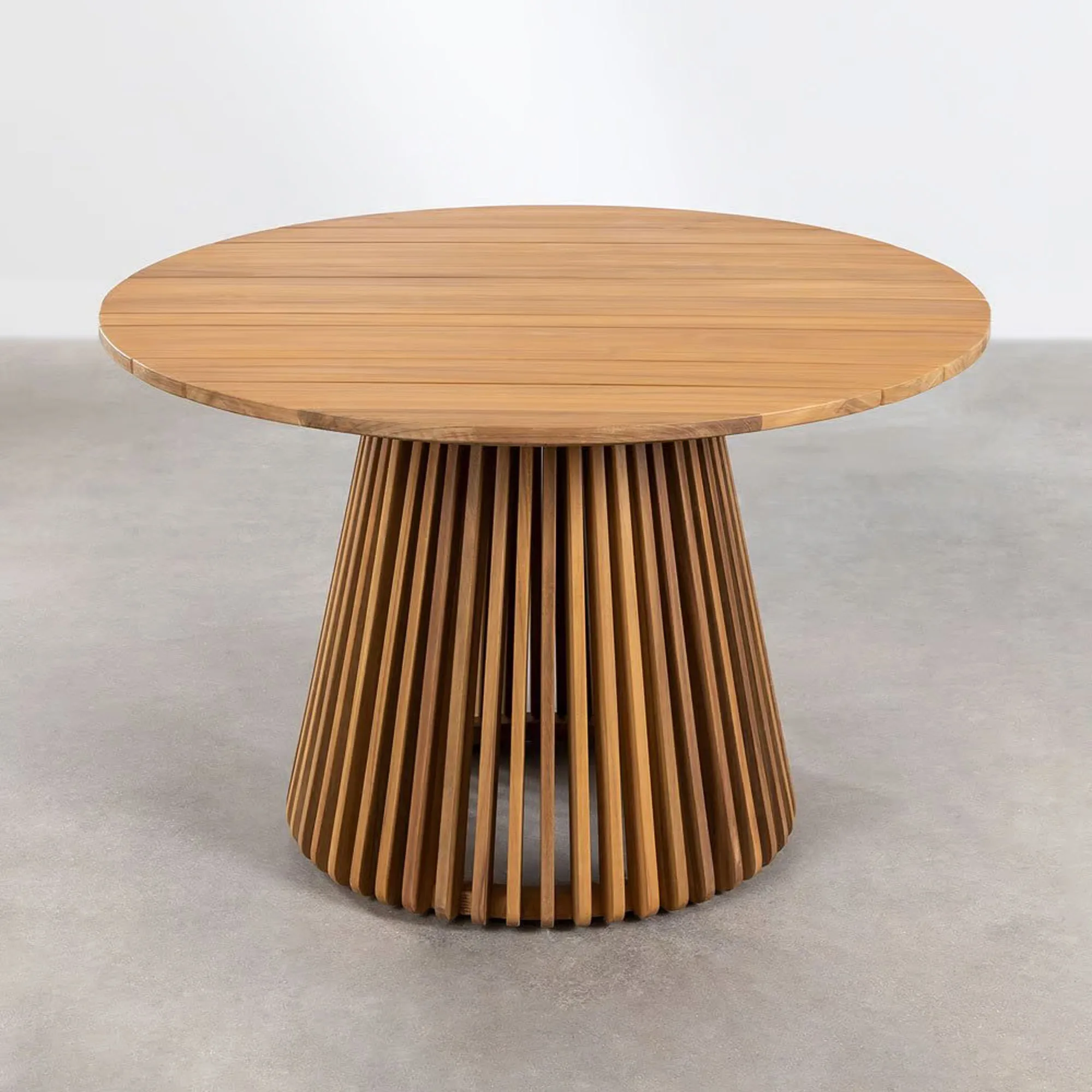 Restaurant Outdoor Round Dining Table Teak Patio Garden Modern - Andi