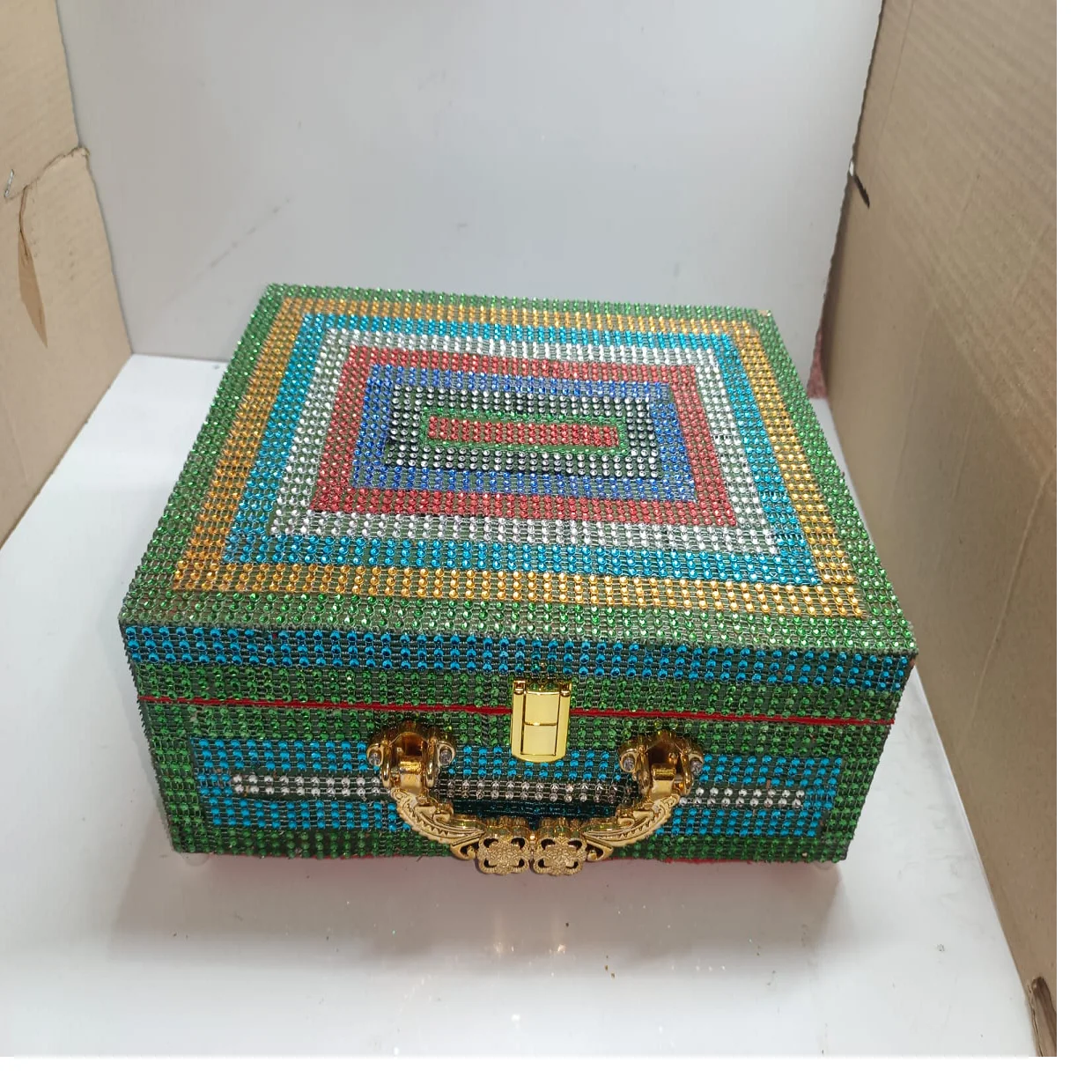 Custom Made Beautifully Crafted Lac Boxes with Multi Coloured Bead Work ...