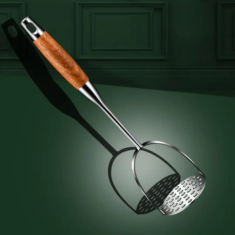 Stainless Steel Potato Masher With Wood Handle Heavy Duty Metal Potato ...