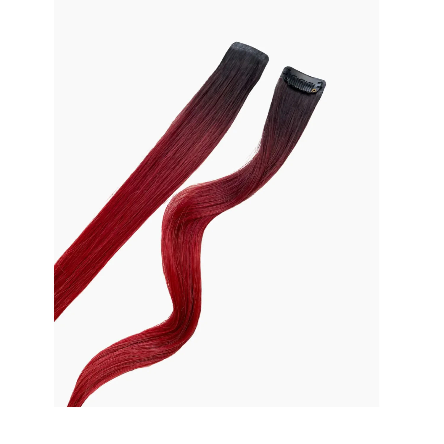 Best Deal 2024 Ombre Bright Red Streaks Clip In Hair Extension With 100 ...