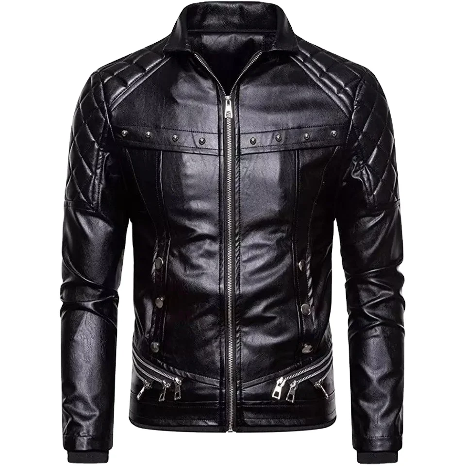 Black Gothic Style Studded Leather Jacket For Men,Rock Punk Leather ...