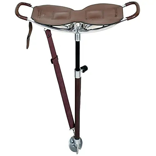 Adjustable Shooting Seat Stick Brown Leather Comfortable Steel Frame ...