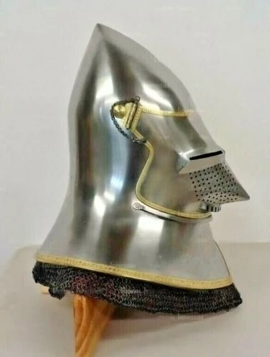 Hmb 18g Medieval Palazzo Ducale Bascinet Helmet With Chainmail Coif And ...