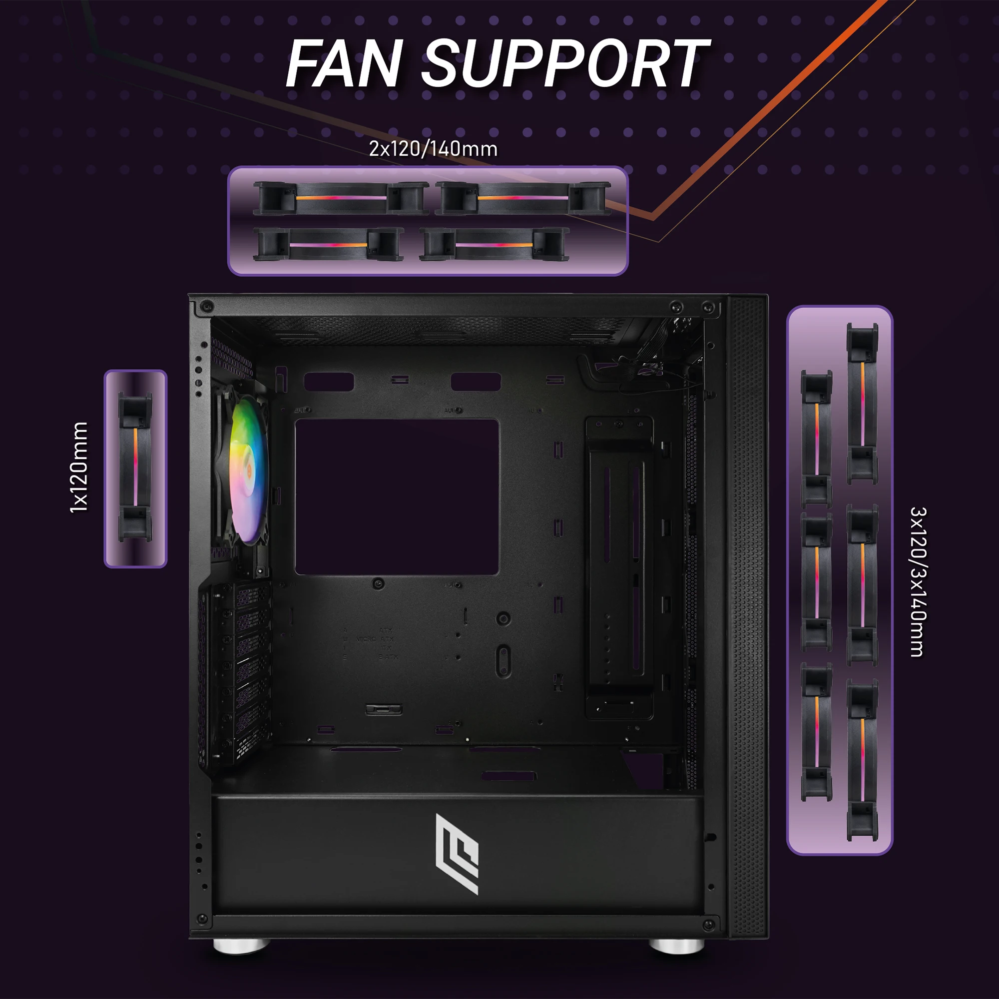 Atx Gaming Case Computer Pc Desktop Argb Led Cabinet Chassis Cases ...