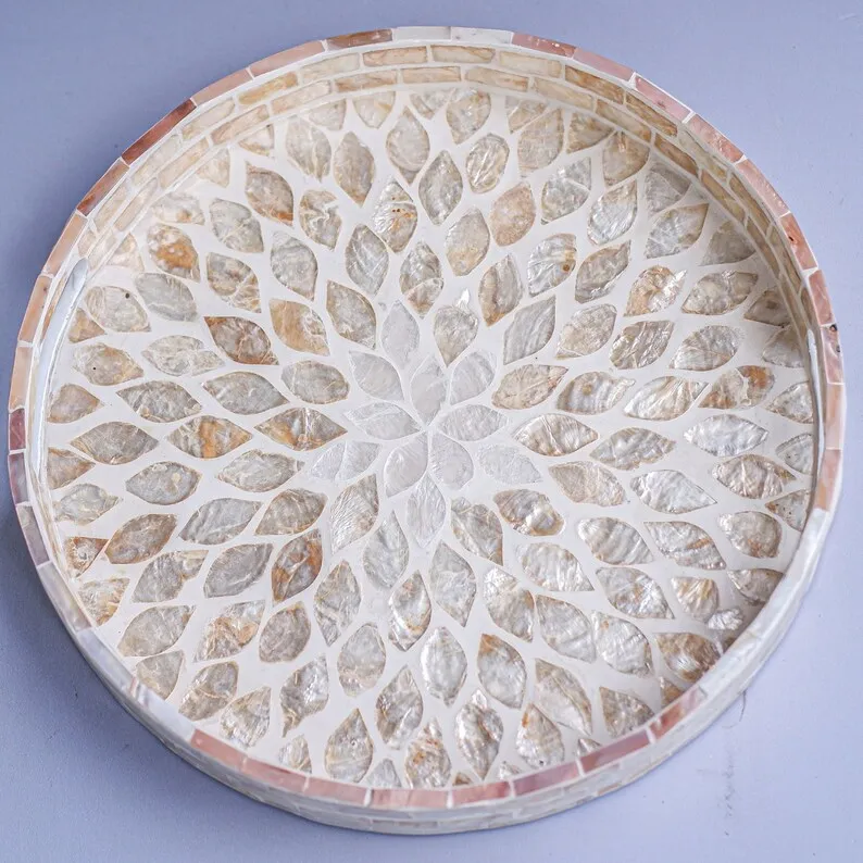 Exquisite Seashell Inlays Serving Tray Customized Sizes And Shape ...