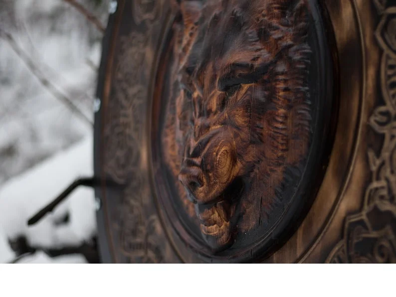 Viking Shield Wolf Shield Viking Wall Decor Wood Wall Art Handmade Home ...