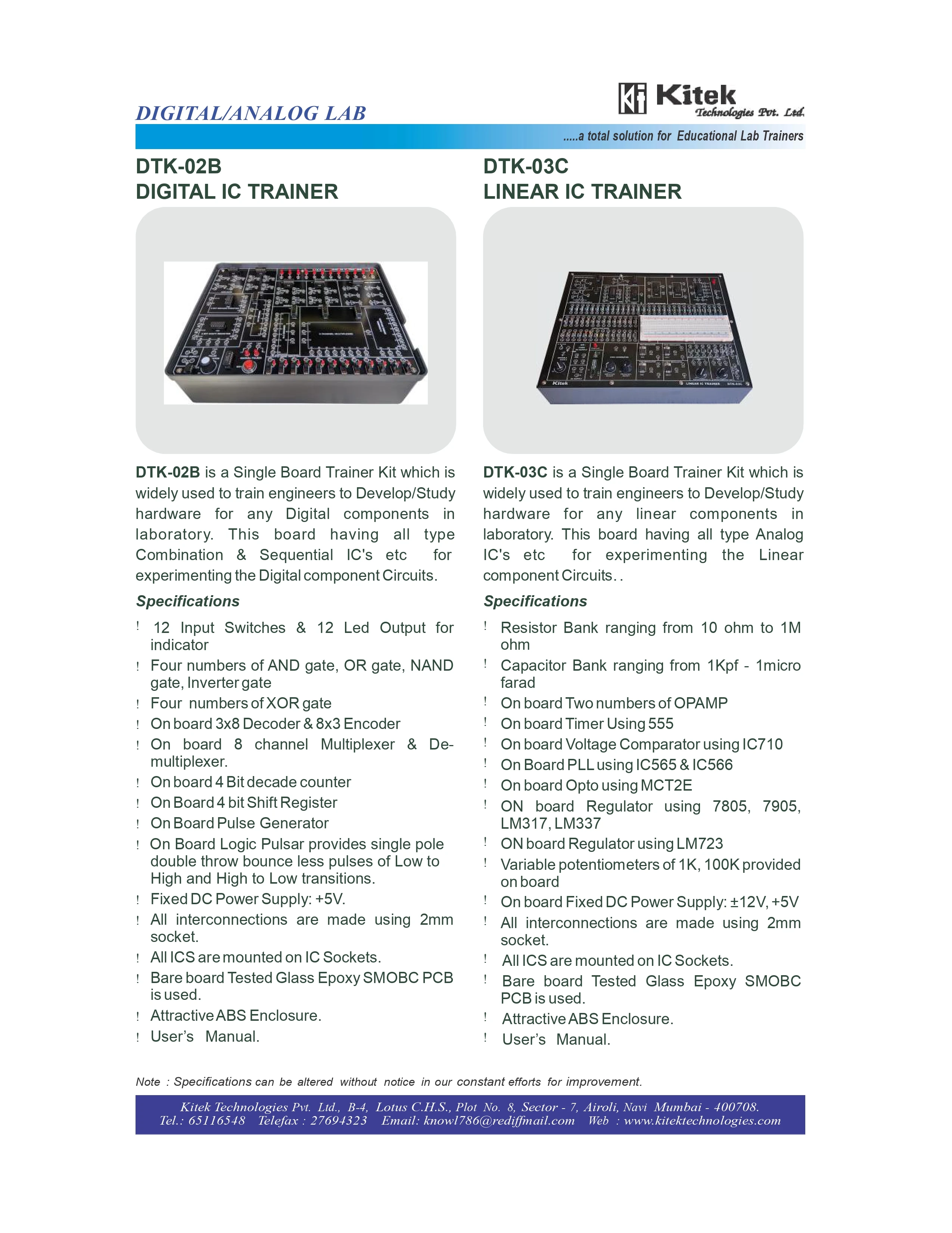 Kitek DTK 03C High Quality Linear IC Trainer Kit Digital Analog Circuit ...