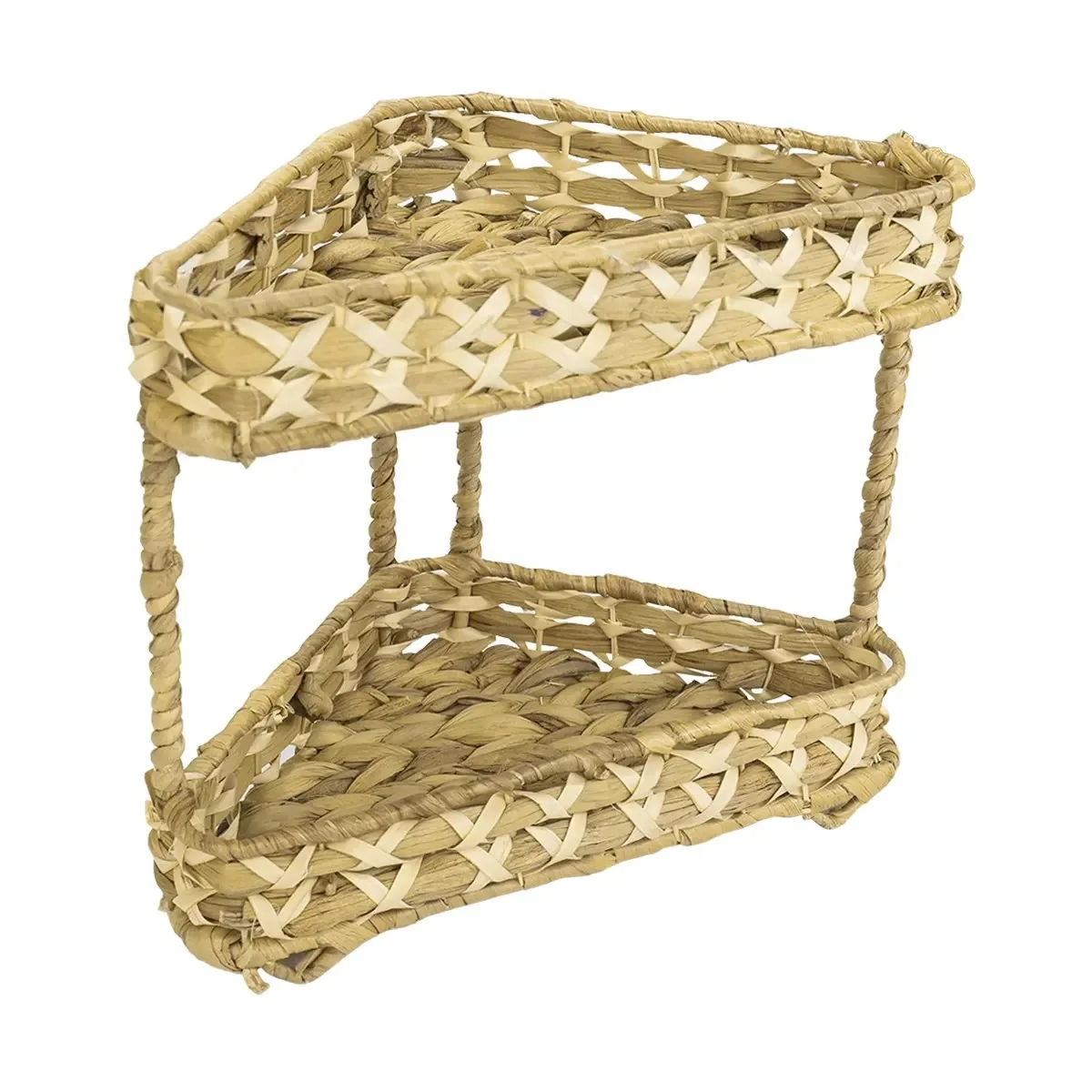 2-tier Triangle Water Hyacinth Rack Vertical Or Wall-mounted Storage ...