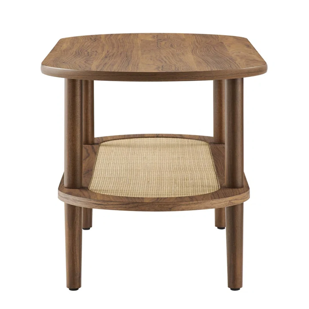 Teak Solid Wood Coffee Table Oval Shape Top Table Two Tier Design With ...