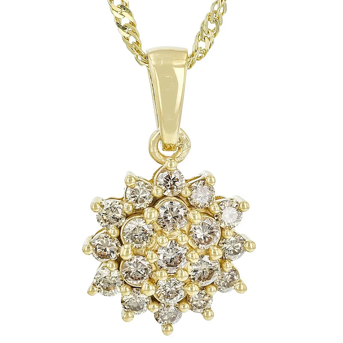 Candlelight Diamonds 14k Yellow Gold Over Sterling Silver Cluster ...