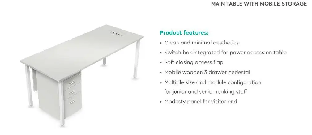 Godrej UNITIZED T20 Table - Modern Commercial Furniture