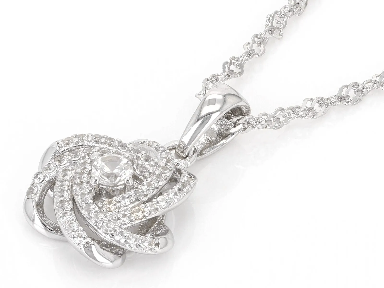 Dazzling Elegance: White Zircon Pendant With Chain,Rhodium Over 925 Sterling Silver,A Radiance ...