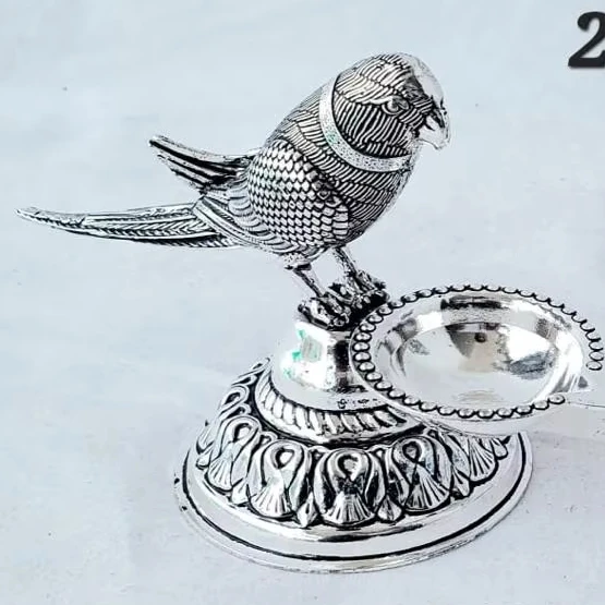 Handmade Modern Pop Art Style Oxidized Silver Parrot Design Lamp Stand ...