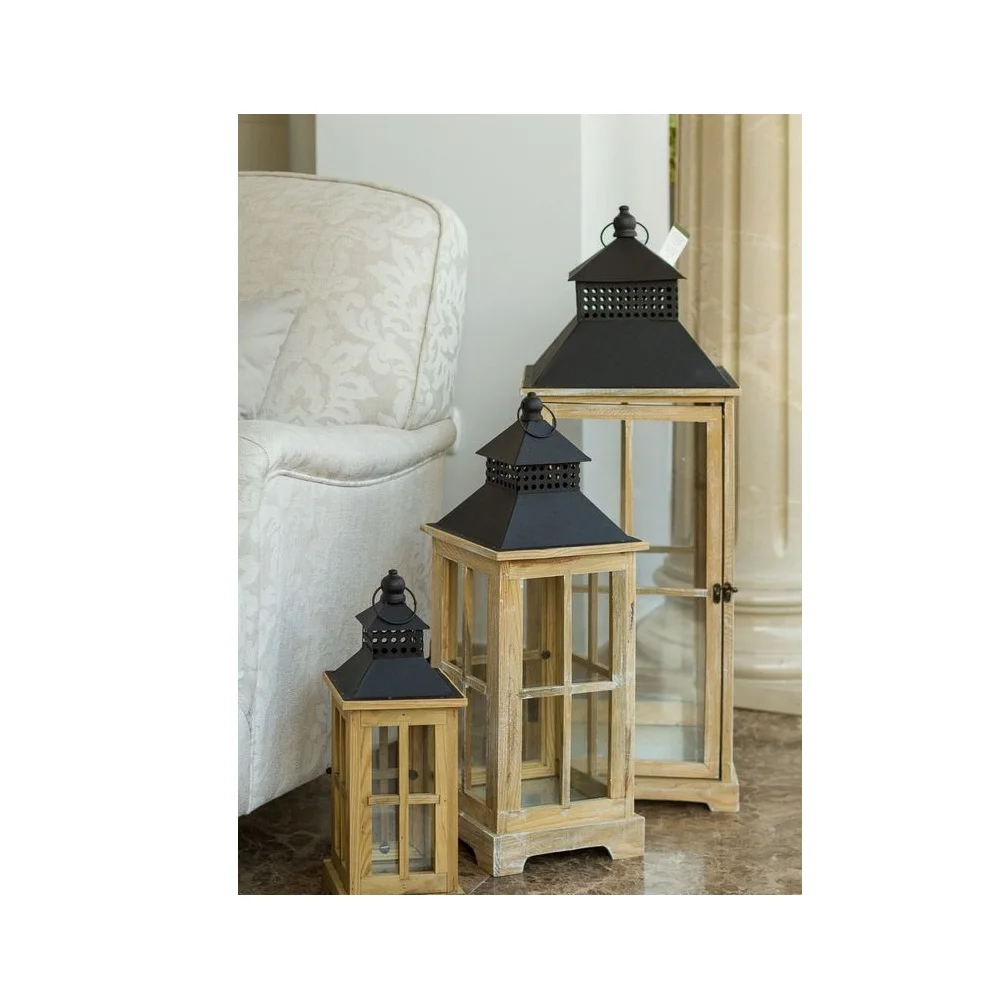 Mango Wood Lantern With Handle Natural Color Small Size Flying Lanterns ...