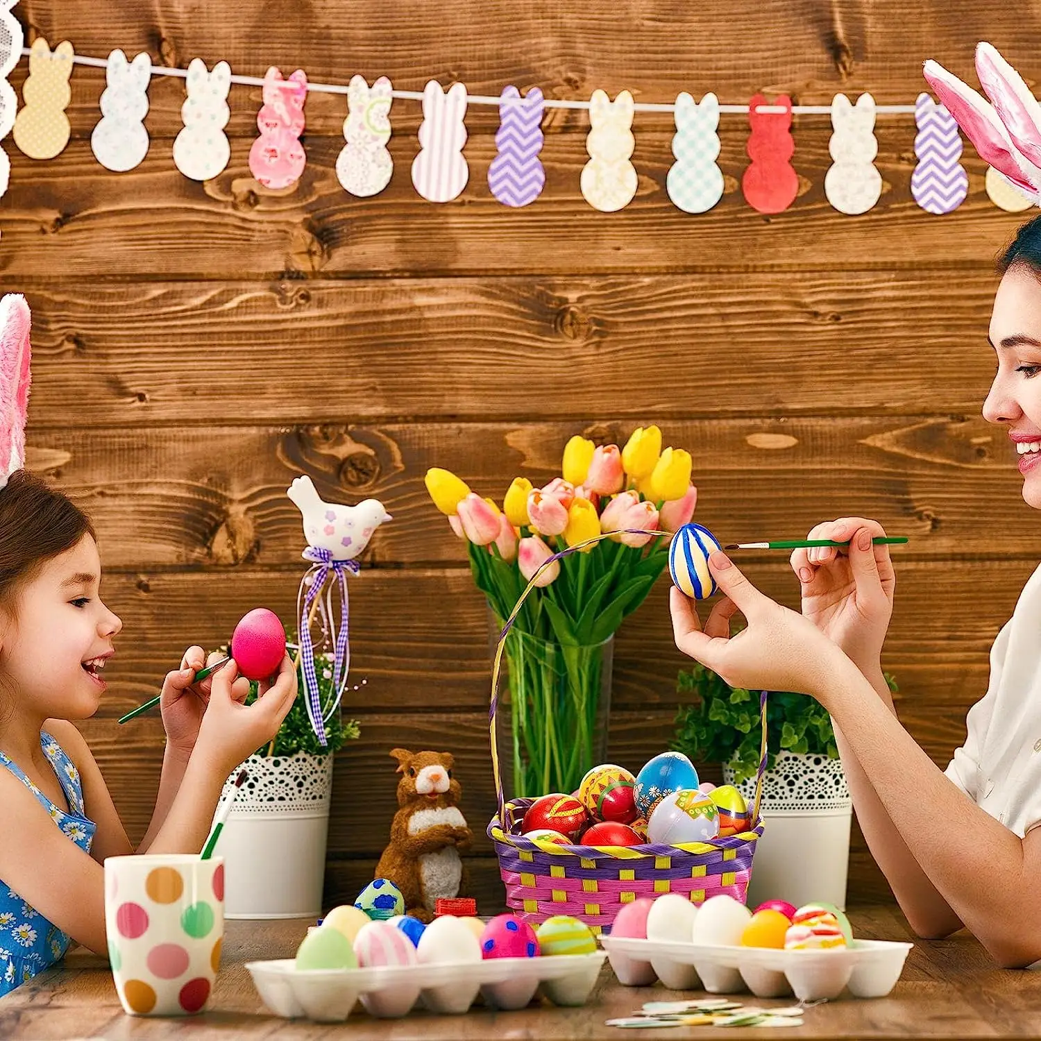 High Quality Colorful Bamboo Gift Basket With Handle For Easter ...