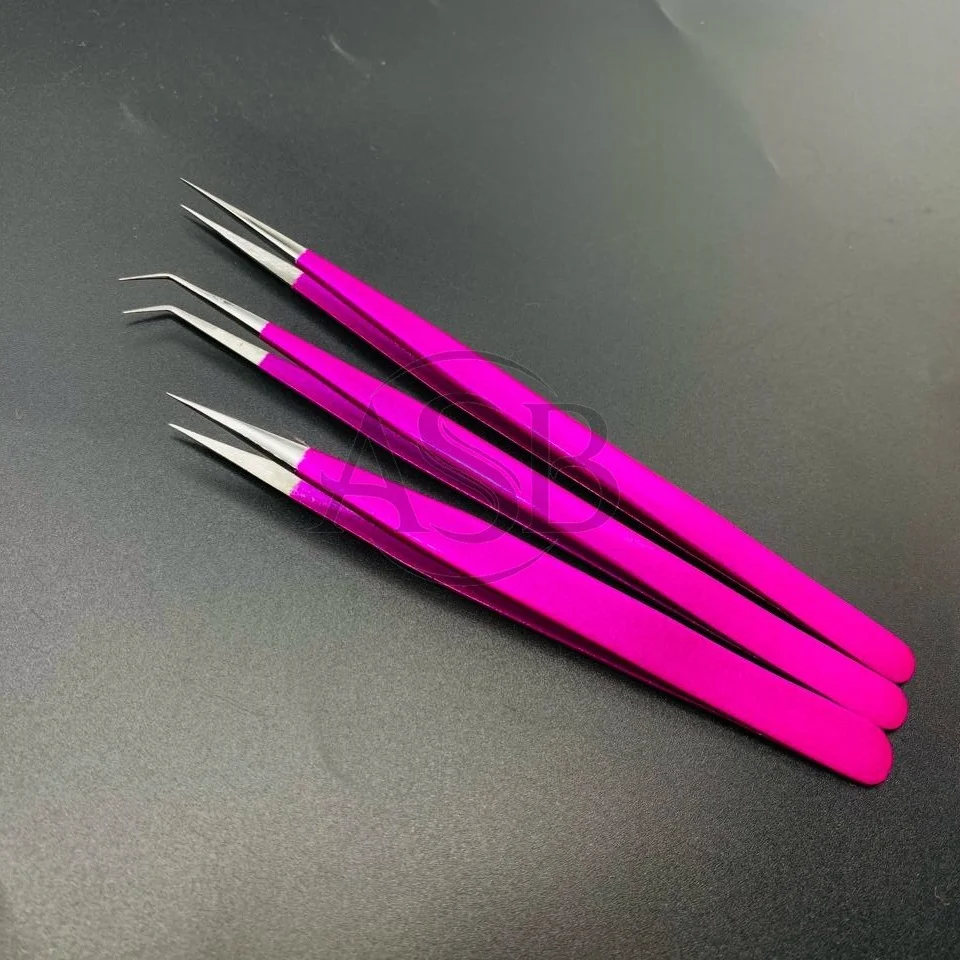 Professional Hot Pink Eyelash Tweezers Sustainable Stainless Steel ...