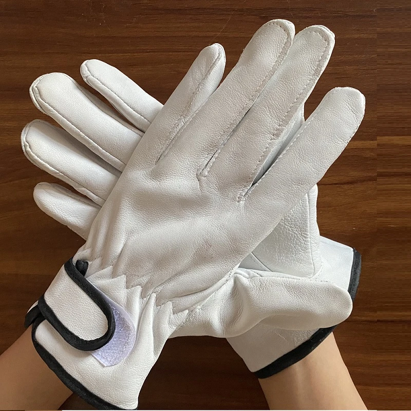 2024 Sheepskin Leather Men's Work Driver Glove White Work Driver Safety ...