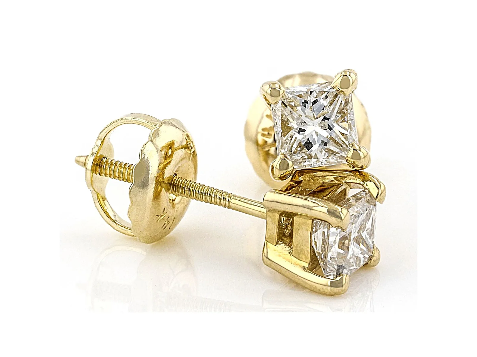 Dazzling Diamond 14k Yellow Gold Stud Earring | Elegant Gemstone Stud ...