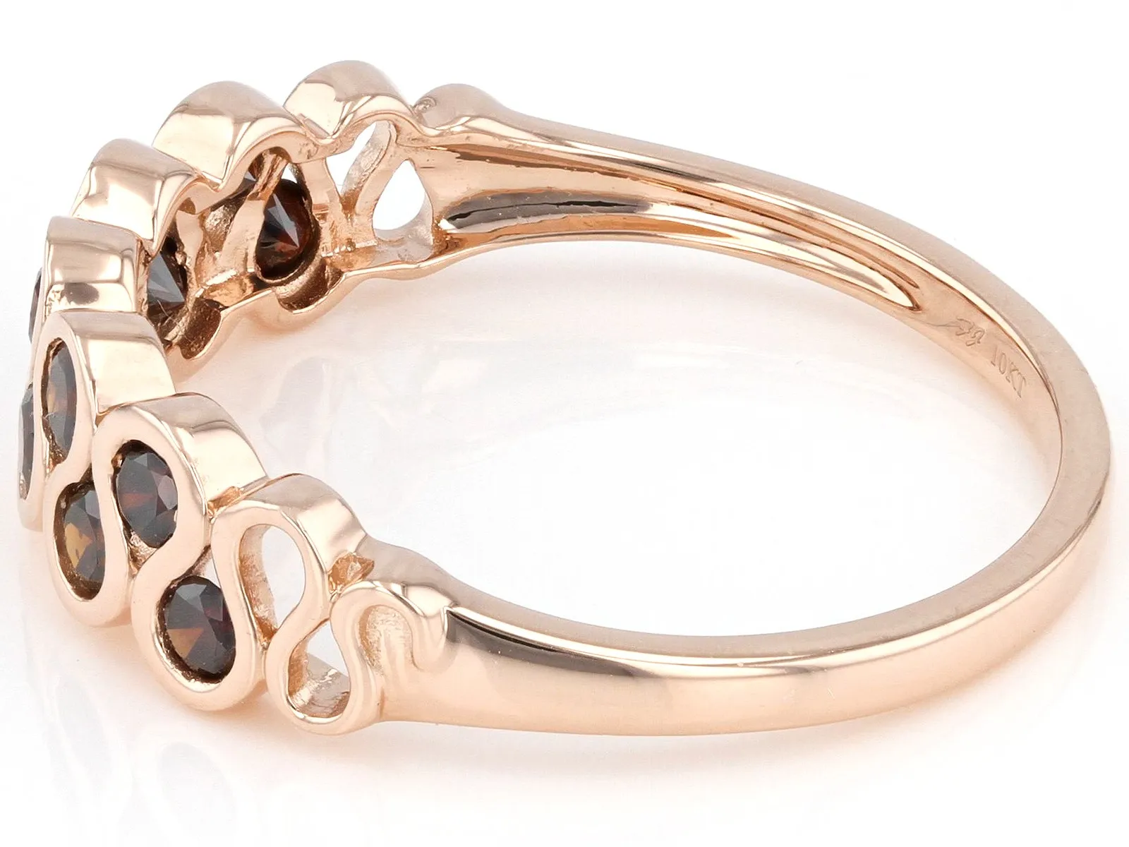 Crimson Elegance: Red Diamond 10k Rose Gold Band Ring | A Dazzling ...