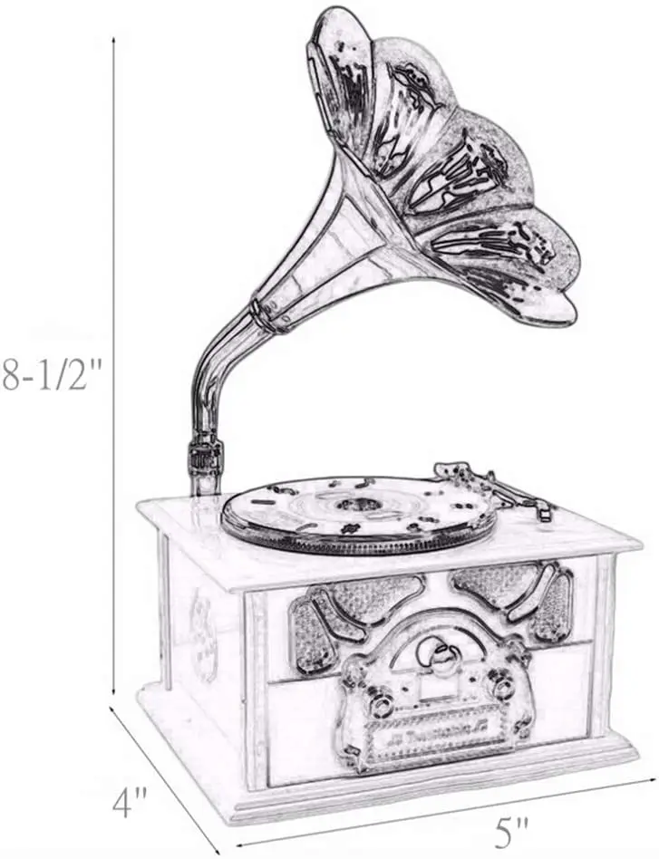 Gramophone Music Box Classical Trumpet Gramophone Cosmetic Box And ...