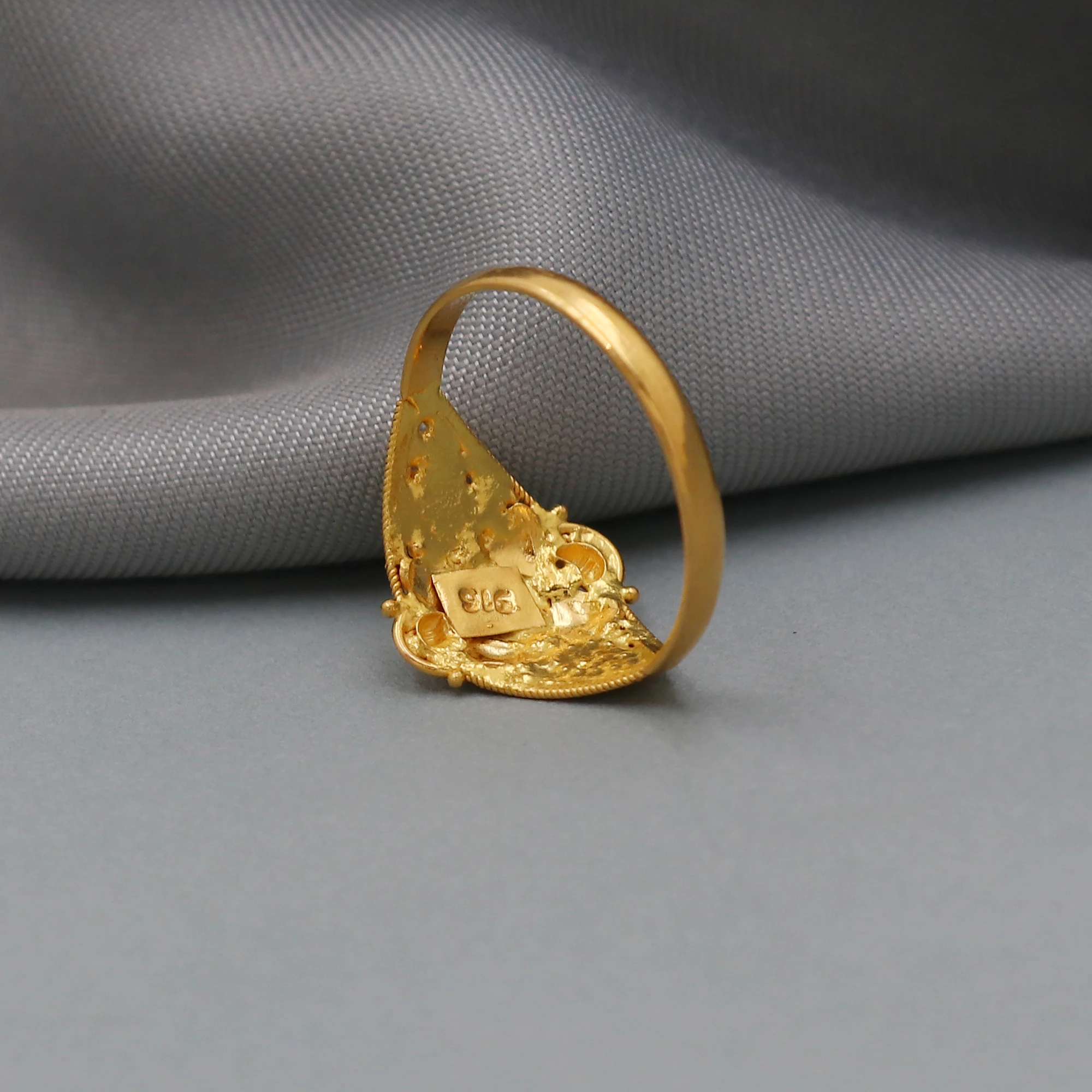 Pure 22k Gold Ring Yellow Gold Women 22kt Gold Ring Indian Handmade ...