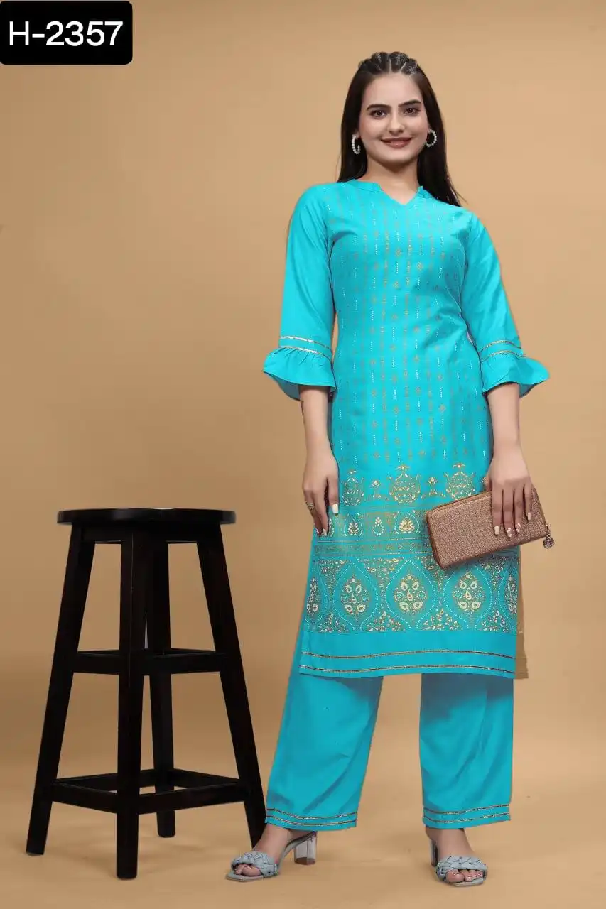 Shop Stylish Indian and Muslim Style Rayon Plazo Kurti Set