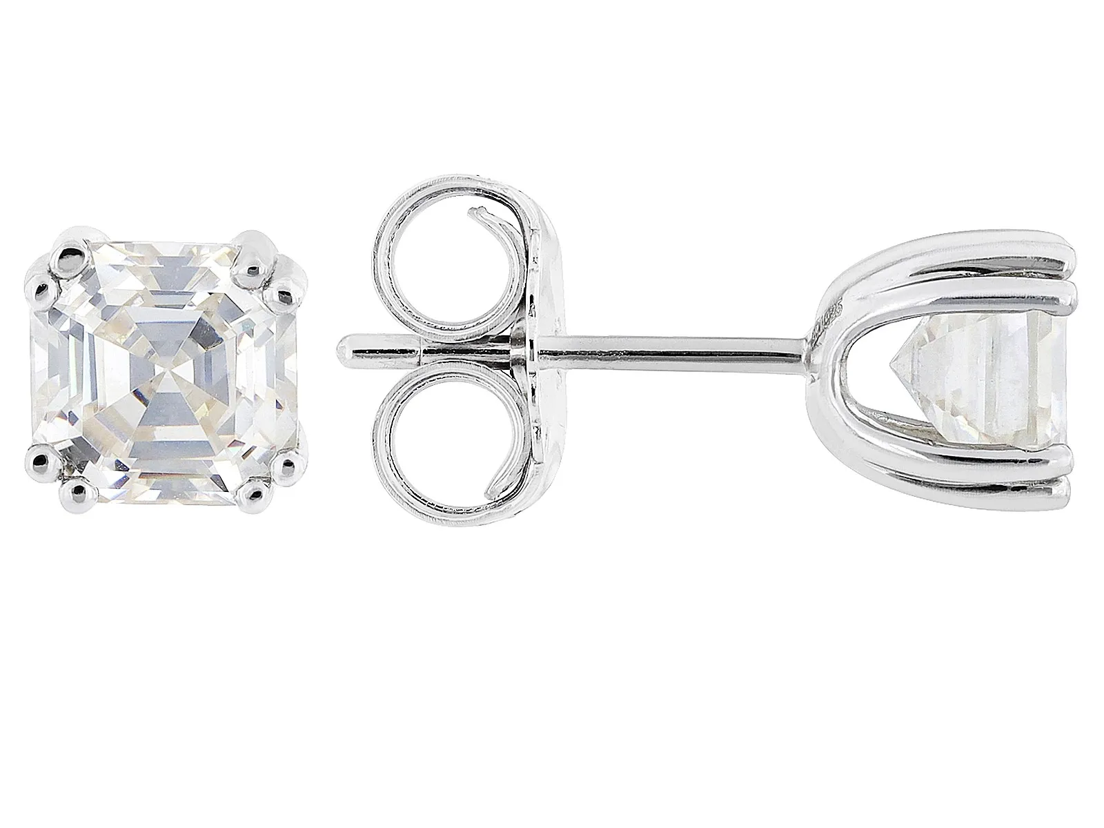 Strontium Titanate Rhodium Over Sterling Silver Stud Earrings,Elegant ...