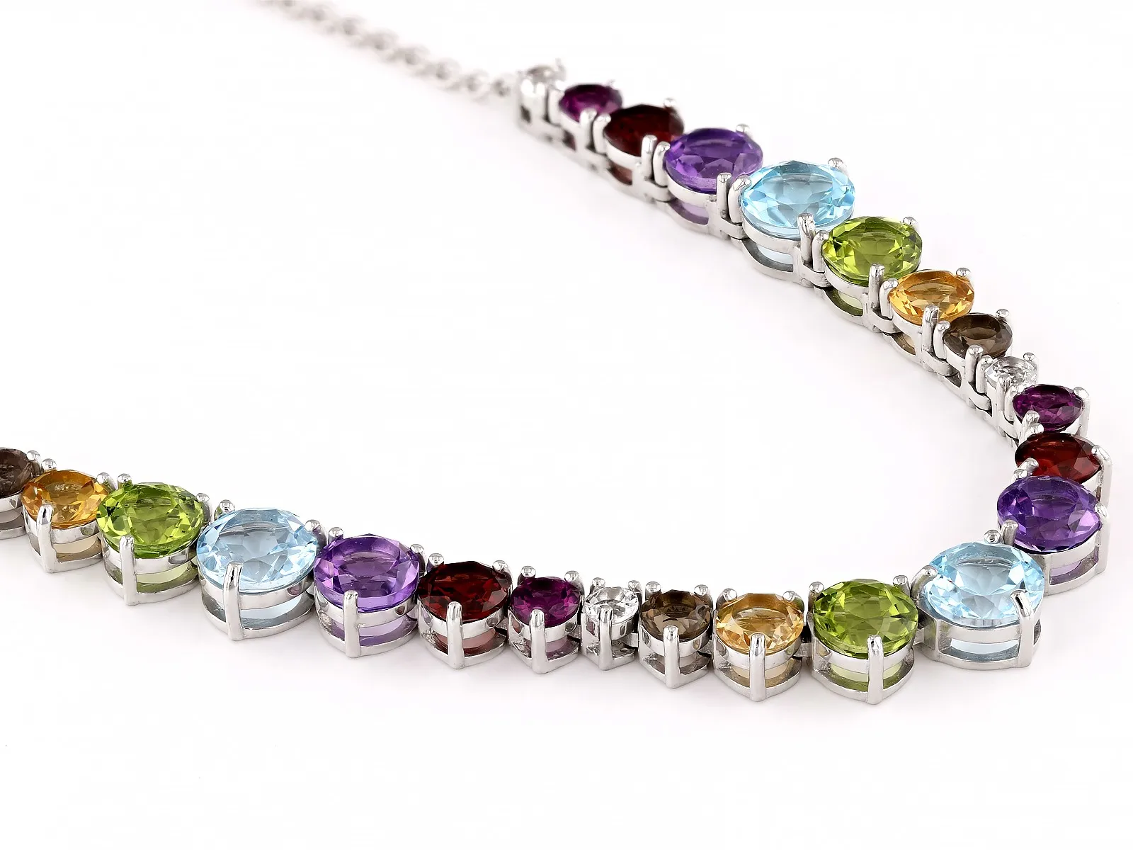 Radiant Spectrum Multi-gem Necklace,Rhodium Over Sterling Silver,A ...