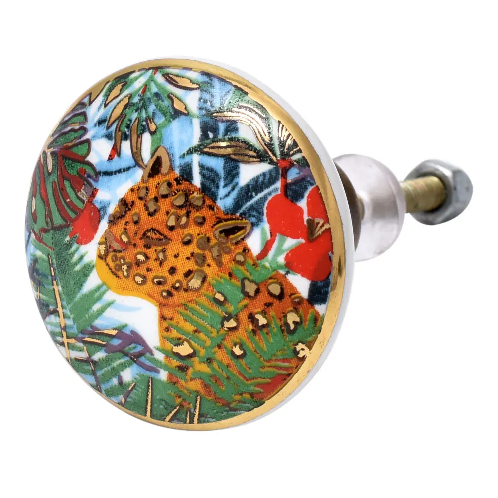 Handmade Decorative Ceramic Tropical Theme Jaguar Drawer Knobs Dresser ...
