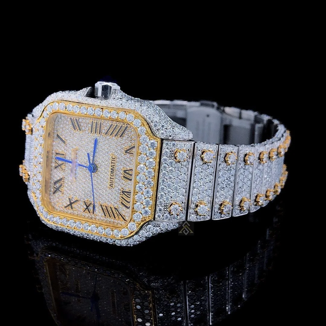 Custom Square Moissanite Diamond Watch Stainless Steel New Coming ...