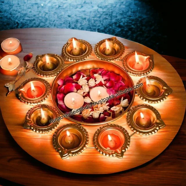 High Quality Metal Urli Diya with Bowl for Home Decor