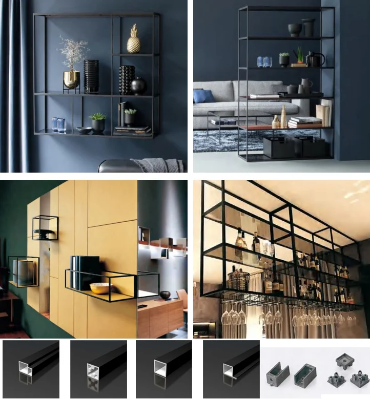 Aluminum Decorative Floating Shelf Frame Wall Column Customized Display ...