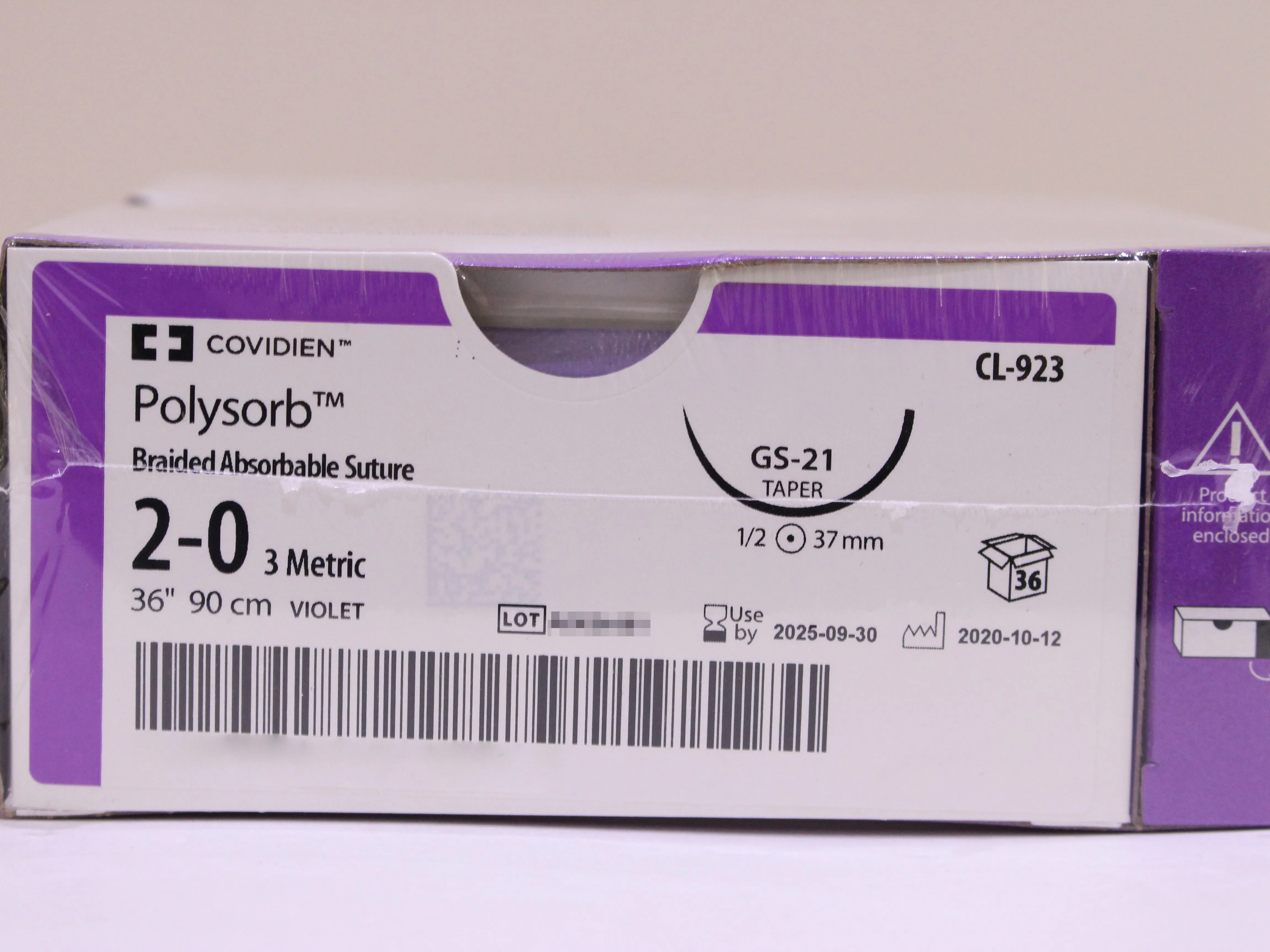 Hot Sale! Cl-923 Suture Polysorb Violet Gs-21 2-0 36 36/bx - Buy ...