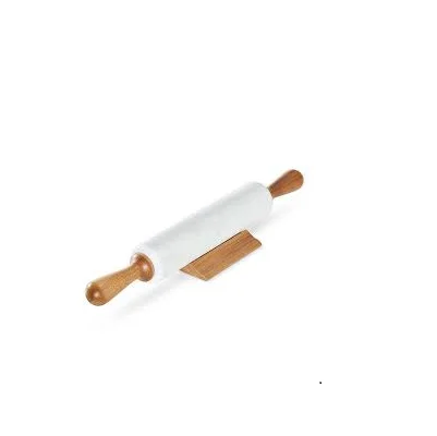 White Marble Rolling Pin with Wood Handles - Customized Size