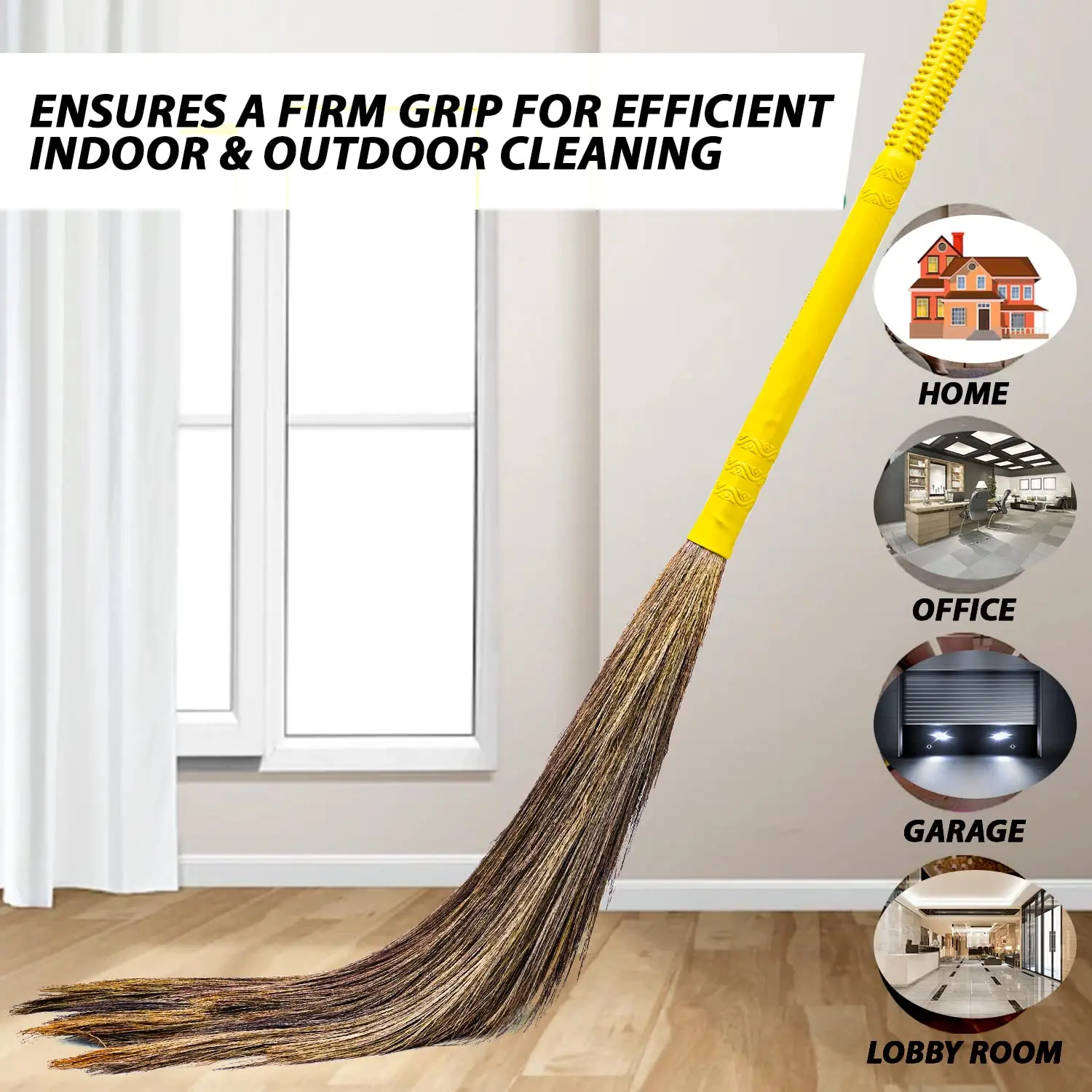 High Quality Natural Grass Bristle Broom With Plastic Handle For ...