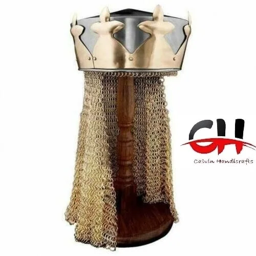 Medieval Monty Python King Arthur Helmet with Aventail Chain Mail