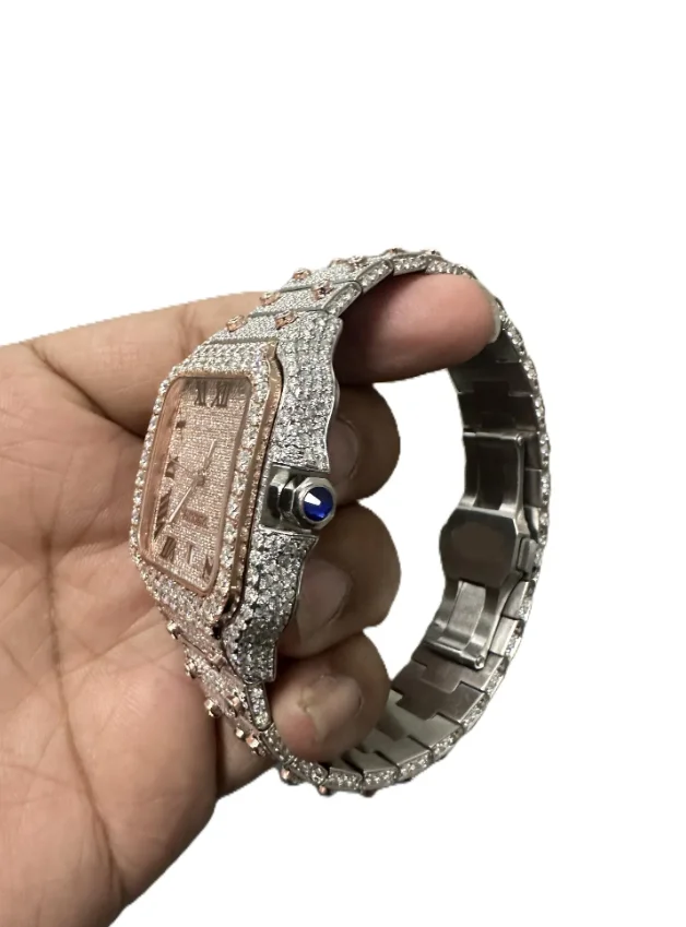 Men's Luxury Fully Iced VVS Moissanite Diamond Watch Handmade Hip Hop ...